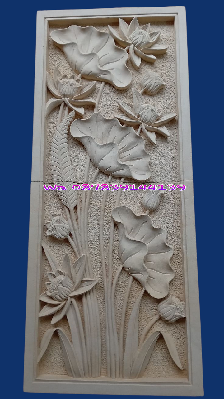 relief batu paras jogja motif bunga - Ukiran Paras Jogja